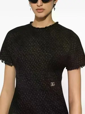 Dolce & Gabbana Appliqué Logo Bouclé Mini Dress