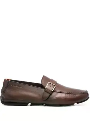 Santoni Buckled Leather Monk Shoes