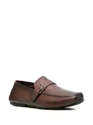 Santoni Buckled Leather Monk Shoes