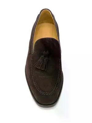 SCAROSSO Suede Tassel Loafers - Brown