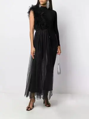 Alchemy Fashions X Lia Aram Ruched Tulle Jersey Bodysuit - Black