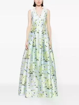 Sachin & Babi Brooke Floral-print Gown - Blue