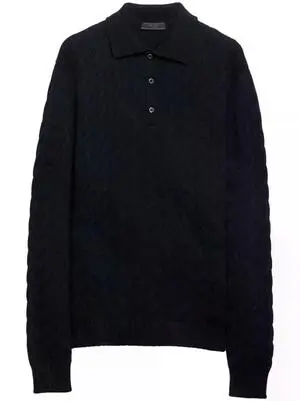 Prada Cable-knit Polo Sweater