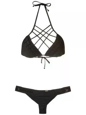 AMIR SLAMA Lattice-strap Bikini Set - Black