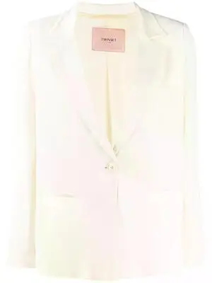 TWINSET V-neck Cropped Sleeve Blazer - Neutrals