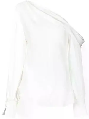 SIMKHAI Alice Satin-Finish One-Shoulder Blouse