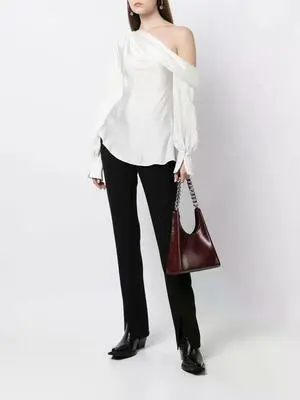 Simkhai Alice Satin-finish One-shoulder Blouse