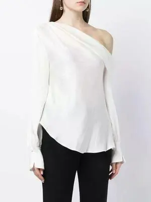 Simkhai Alice Satin-finish One-shoulder Blouse