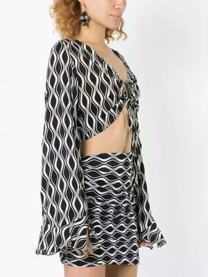 AMIR SLAMA Cropped Bell-sleeved Blouse