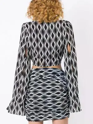 AMIR SLAMA Cropped Bell-sleeved Blouse