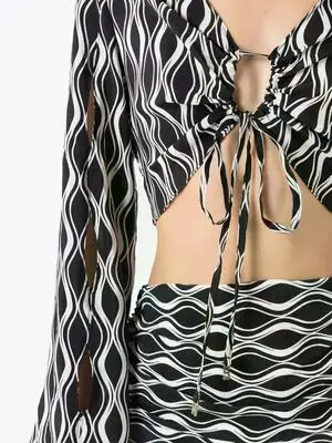 AMIR SLAMA Cropped Bell-sleeved Blouse