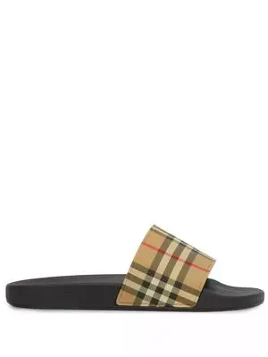 Burberry Check-print Slides - Neutrals