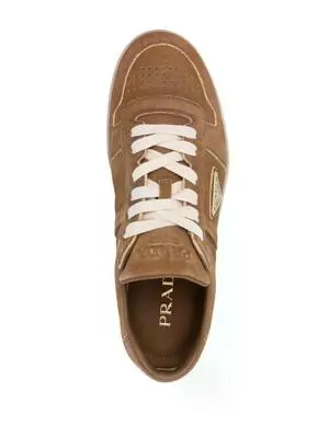 Prada Downtown Leather Sneakers - Brown