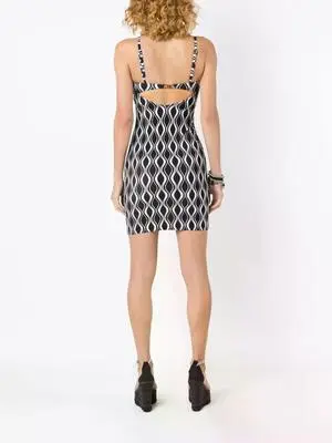 AMIR SLAMA Wave-print Bodycon Mini Dress
