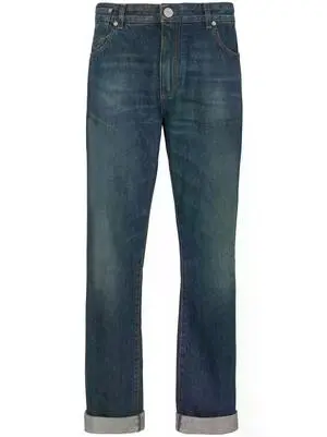 Balmain Vintage Logo-patch Straight-leg Jeans