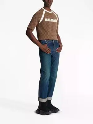 Balmain Vintage Logo-patch Straight-leg Jeans