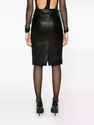 MANOKHI Dua Leather Midi Skirt