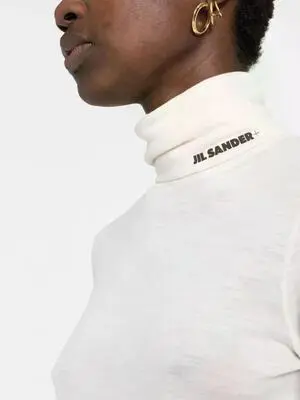 JIL SANDER Fine Knit Roll Neck Top - White