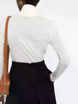 JIL SANDER Fine Knit Roll Neck Top - White