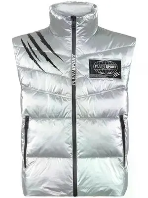PLEIN SPORT Printed Padded Vest - Silver