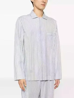 TEKLA Striped Cotton Pyjama Shirt - White