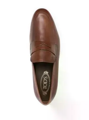 TOD'S Penny-strap Leather Loafers - Brown