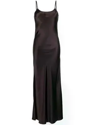 Voz Liquid Silk Slip Dress - Brown