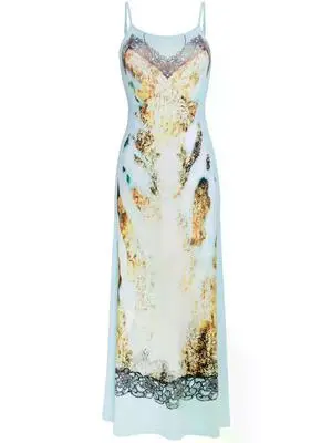 Y/project Graphic-print Slip Dress - Blue