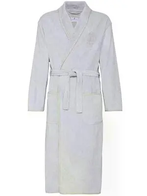 Brunello Cucinelli Logo-embroidered Bath Robe - Grey