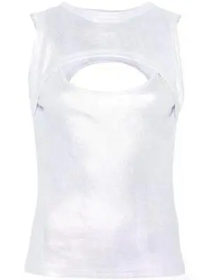 Off-White Coated Ribbed Tank Top - Silver