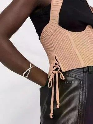 ANDREĀDAMO Ribbed-knit Corset Top - Neutrals