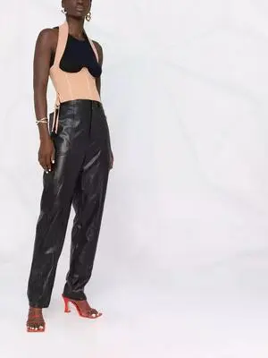 ANDREĀDAMO Ribbed-knit Corset Top - Neutrals