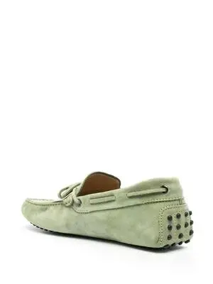 TOD'S Laccetto Gommino Suede Loafers - Green