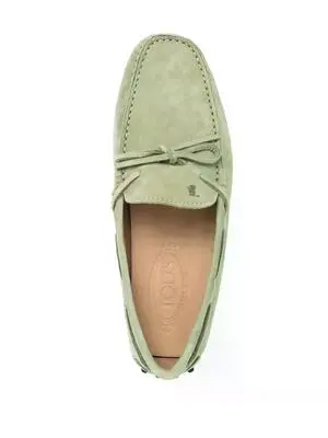 TOD'S Laccetto Gommino Suede Loafers - Green