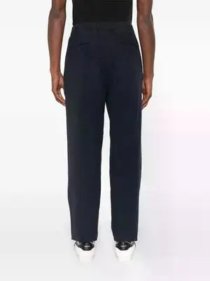 Giorgio Armani Pleat-detail Linen Trousers - Blue