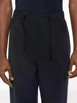 Giorgio Armani Pleat-detail Linen Trousers - Blue
