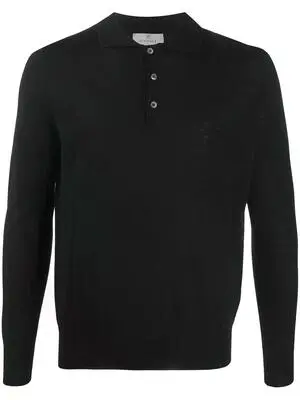 Canali Merino-wool Polo Shirt - Black