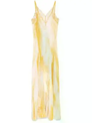 Elisabetta Franchi Lace Trim Maxi Dress - Yellow
