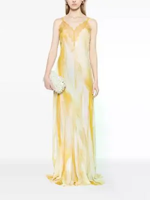 Elisabetta Franchi Lace Trim Maxi Dress