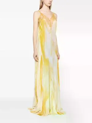 Elisabetta Franchi Lace Trim Maxi Dress