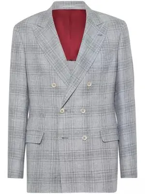 Brunello Cucinelli Prince Of Wales Blazer - Grey