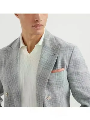 Brunello Cucinelli Prince Of Wales Blazer - Grey