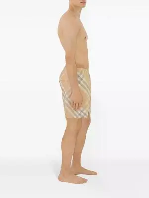 Burberry Checked Swim Shorts - Neutrals