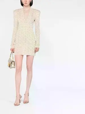 Balmain Monogram-jacquard Mini Dress