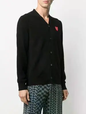 Play Comme Des Garcon Heart Logo Button-down Cardigan