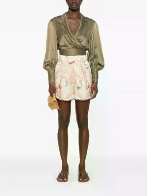 TWINSET Printed Linen Shorts
