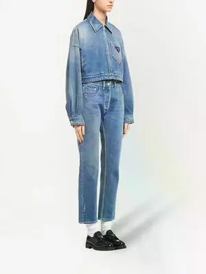 Prada Cropped Organic Denim Jacket