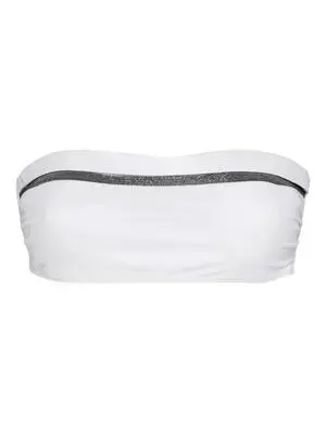 Brunello Cucinelli Monili Embellished Bandeau Bikini Top - White