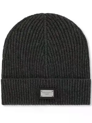 Dolce & Gabbana Logo-tag Cashmere-wool Beanie - Grey