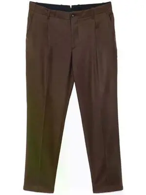 MANUEL RITZ Pleated Virgin Wool Blend Flannel Trousers - Brown
